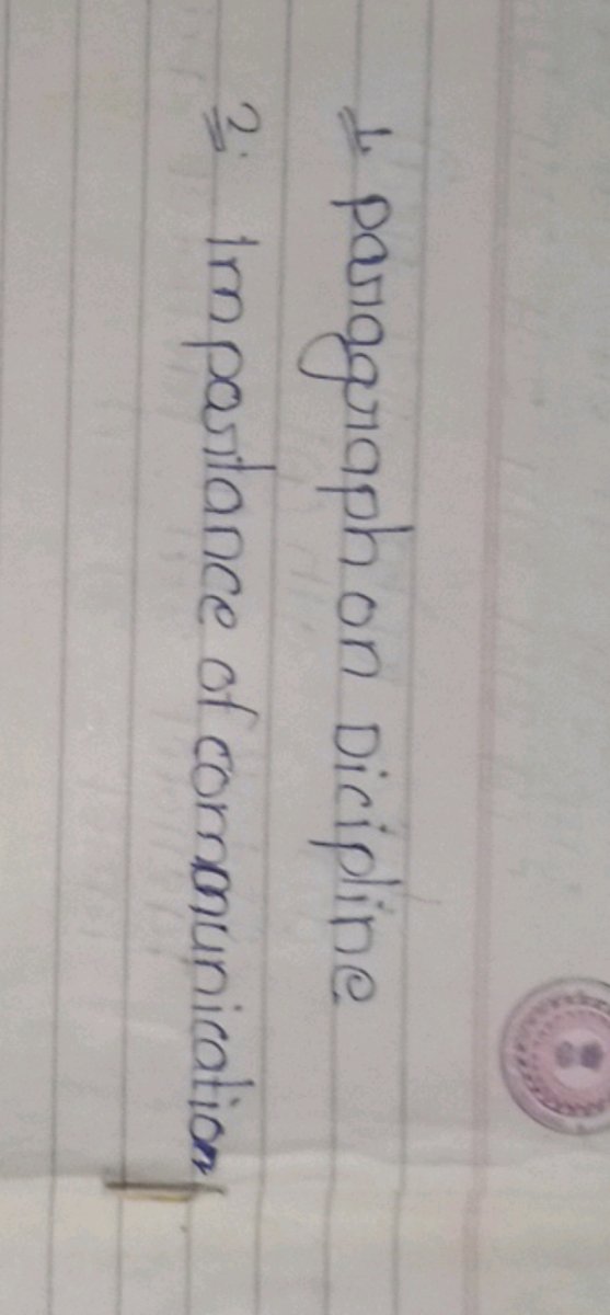 paragraph on Discipline importance of communication | Filo