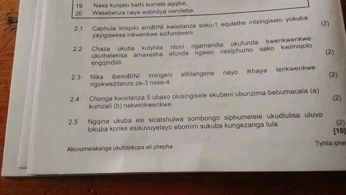 Caphula imigolo emiBINI kwisitanza soku-1 equlethe intsingiselo yokuba ya..