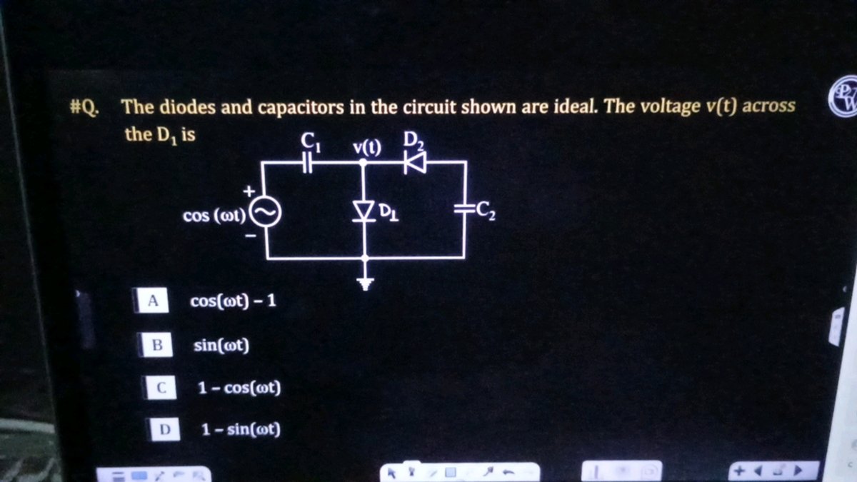 The diodes and capacitors in the circuit shown are ideal. The voltage v(t..