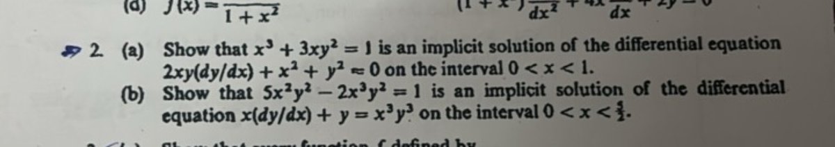 (a) Show that x^3 + 3xy^2 = 1 is an implicit solution of the differential..