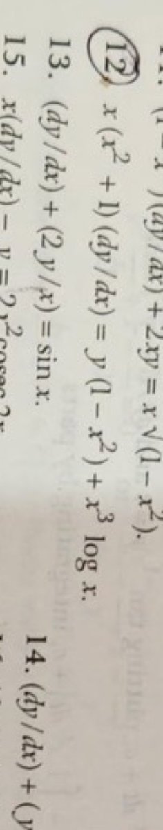 Solve the following differential equations: x(x^2 + 1) \frac{dy}{dx} = y..