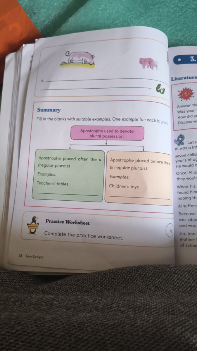 Summary Fill in the blanks with suitable examples. One example for each i..