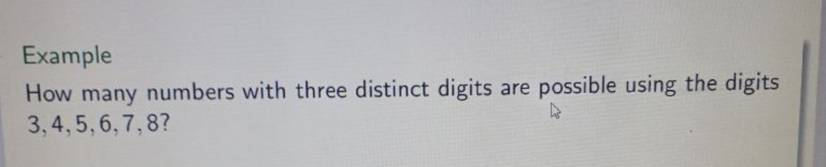 How many numbers with three distinct digits are possible using the digits..