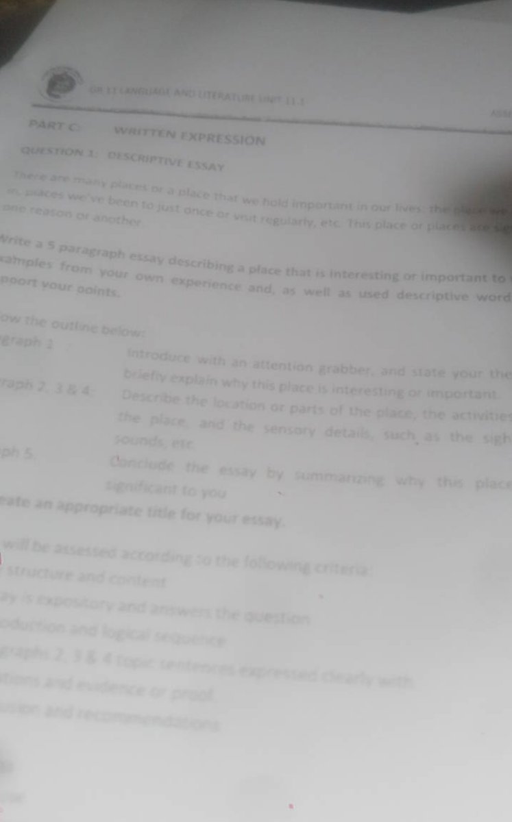 Write a 5 paragraph essay describing a place that is interesting or impor..