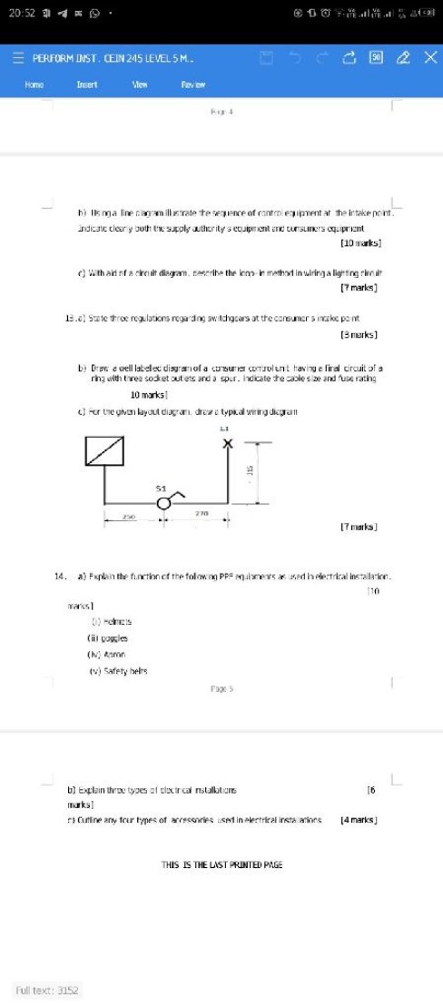 a) Using a line diagram, illustrate the sequence of control equipment at