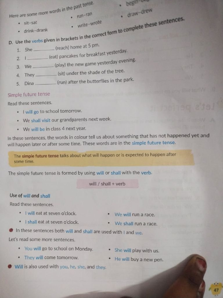 Here are some more words in the past tense. sit-sat drink-drank run-ran w..