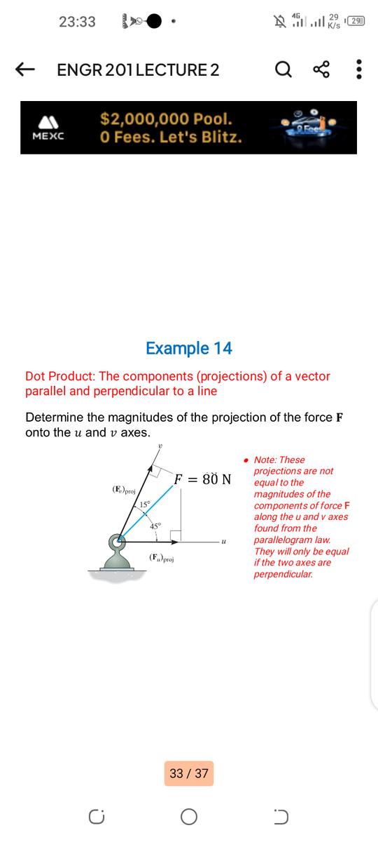 Example 14 Dot Product: The components (projections) of a vector paralle..