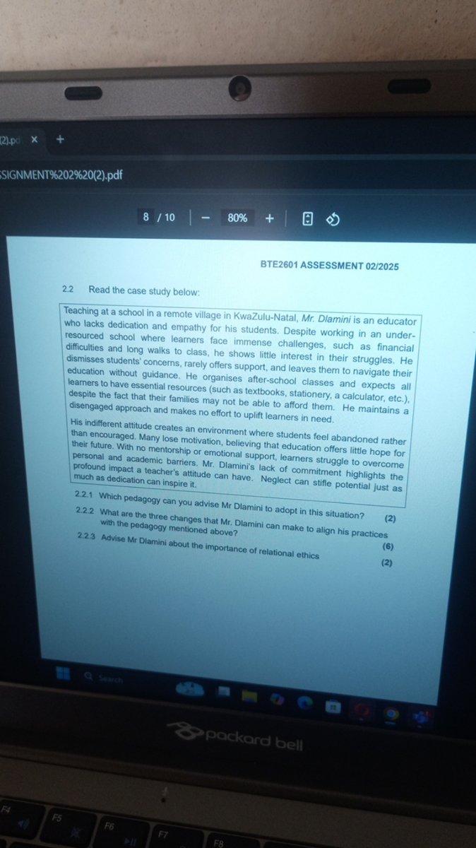 Case Study: Teaching in a Remote Village Mr. Dlamini is an educator at a..