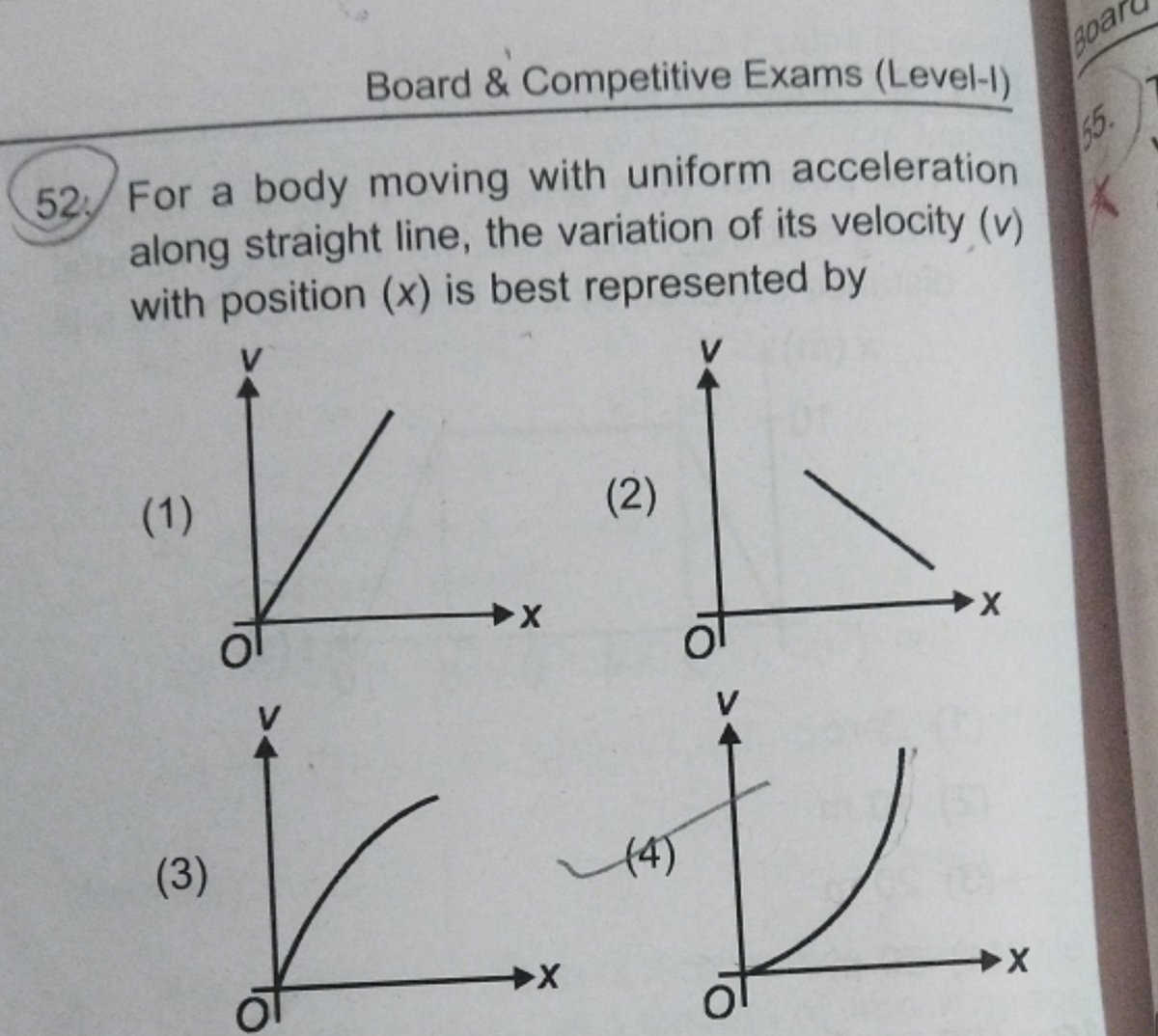 Question: For a body moving with uniform acceleration along a straight li..