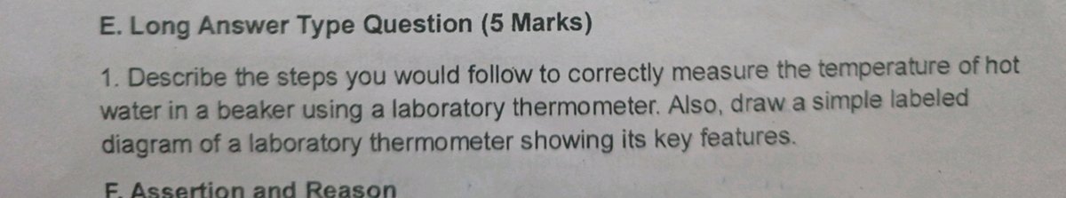 E. Long Answer Type Question (5 Marks) Describe the steps you would foll..