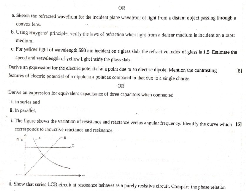 OR a. Sketch the refracted wavefront for the incident plane wavefront of