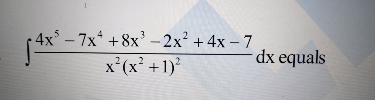 Find the integral: \int \frac{4x^5 - 7x^4 + 8x^3 - 2x^2 + 4x - 7}{x^2(x^..