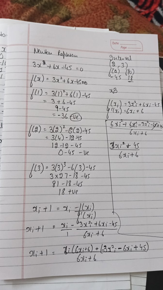 The image shows a handwritten solution using the Newton-Raphson method to..