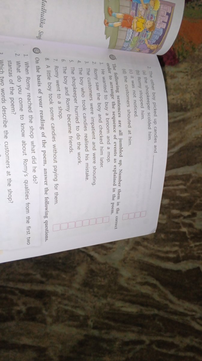 The following sentences are all jumbled up. Number them in the correct or..