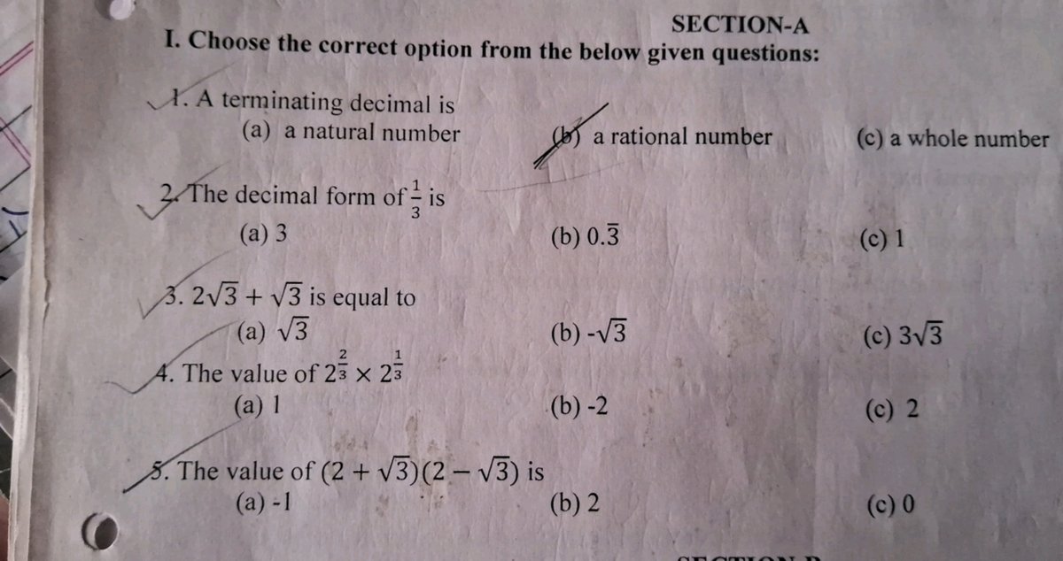 I. Choose the correct option from the below given questions: A terminati..