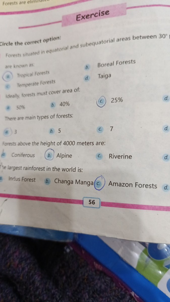 Circle the correct option: Forests situated in equatorial and subequator..