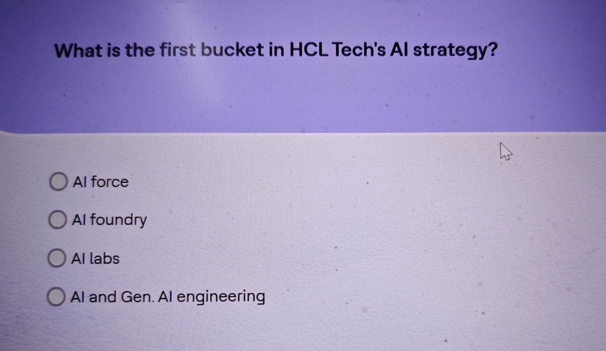 What is the first bucket in HCL Tech's AI strategy? Options: AI force AI..