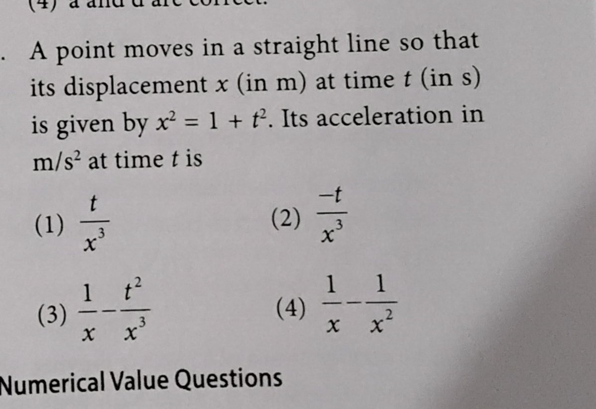 A point moves in a straight line so that its displacement x (in meters) a..