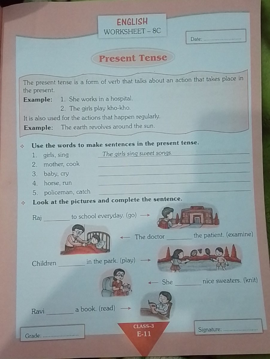 Here's a worksheet on Present Tense. Please help me solve it. Present Te..