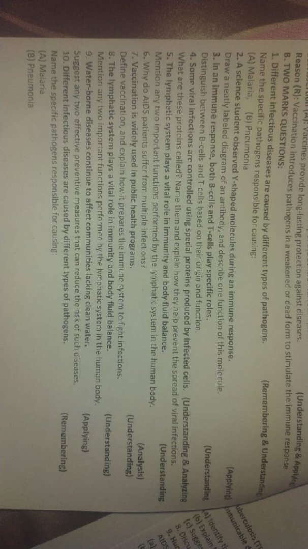 Here are some questions related to Biology: B. TWO MARKS QUESTIONS: Dif..