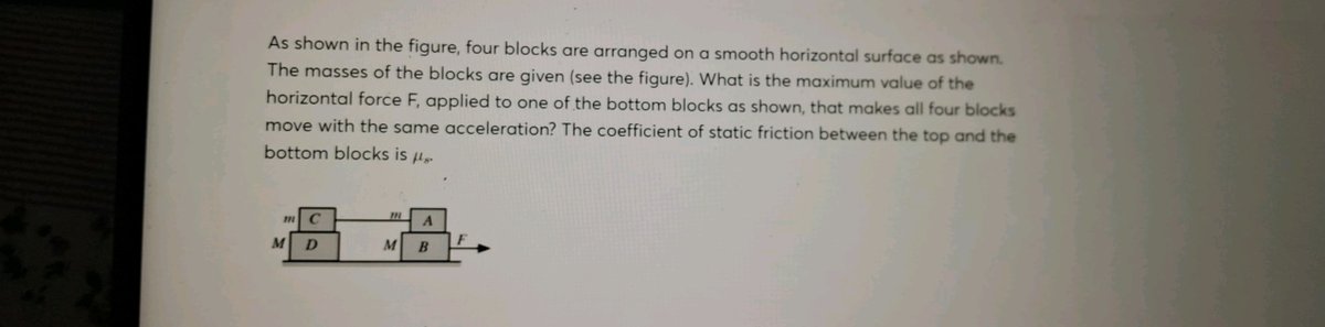 As shown in the figure, four blocks are arranged on a smooth horizontal s..