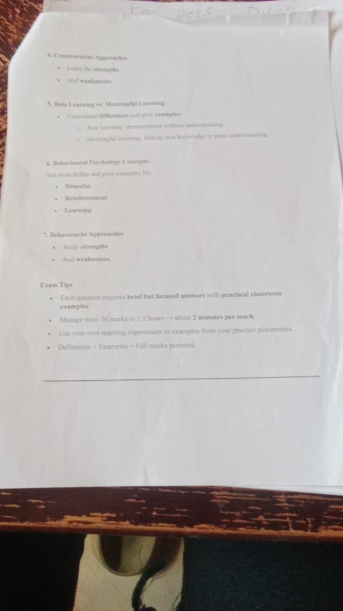 Here are some questions related to learning theories and psychology conce..