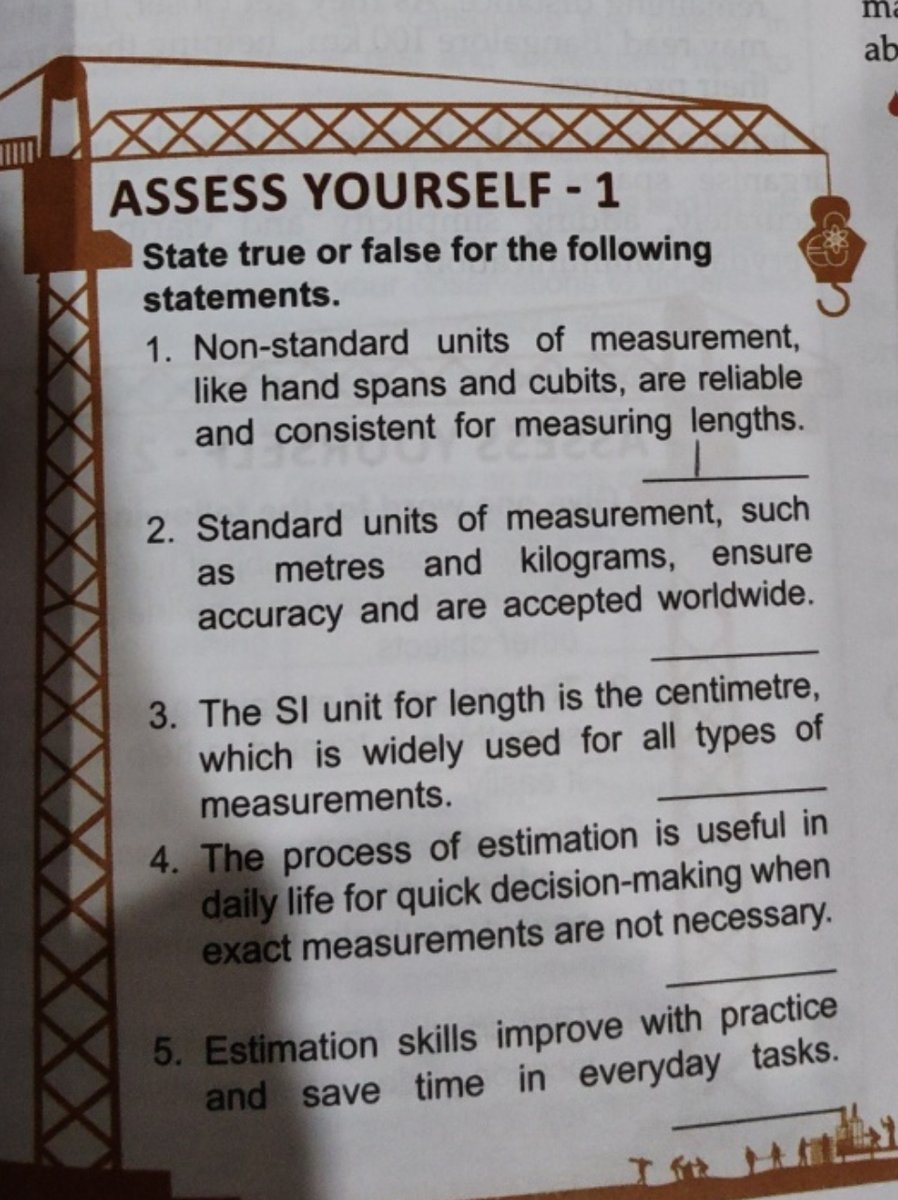 ASSESS YOURSELF - 1 State true or false for the following statements. No..