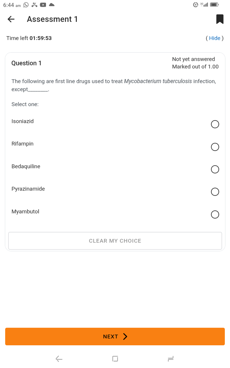 The following are first line drugs used to treat Mycobacterium tuberculos..