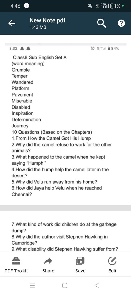 Class 8 Sub English Set A (word meaning) Grumble Temper Wandered Platform..