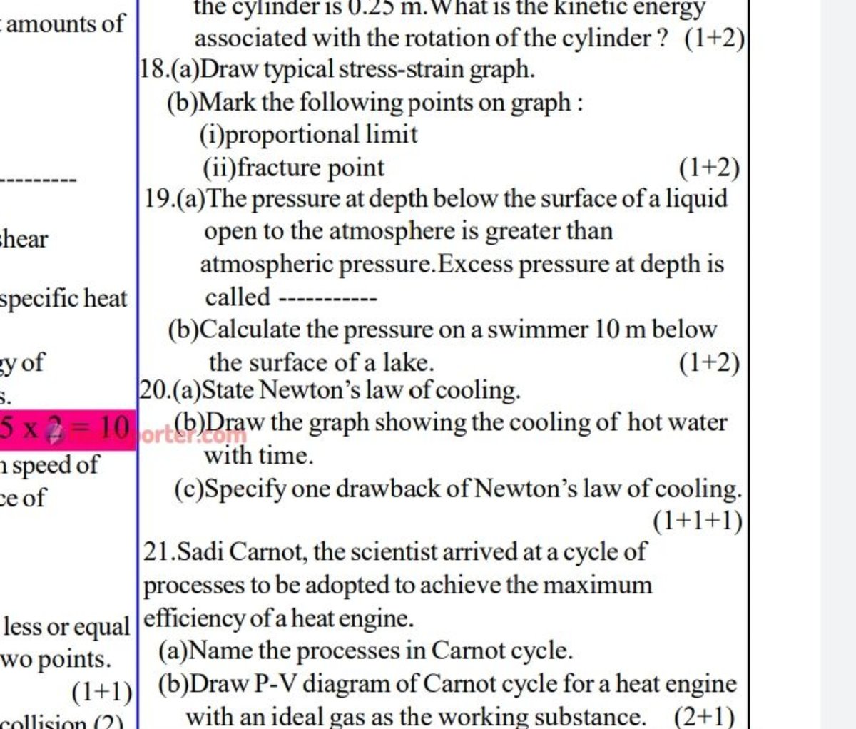 18.(a) Draw typical stress-strain graph. (b) Mark the following points on..