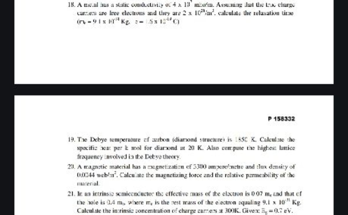 A mic.al is a static conductivity of 4 x 10 mom. Assuming that the charge..