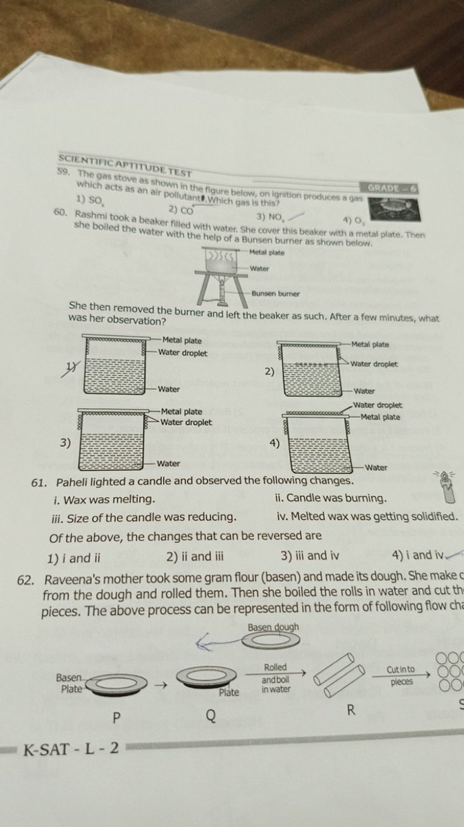 SCIENTIFIC APTITUDE TEST The gas stove as shown in the figure below, on