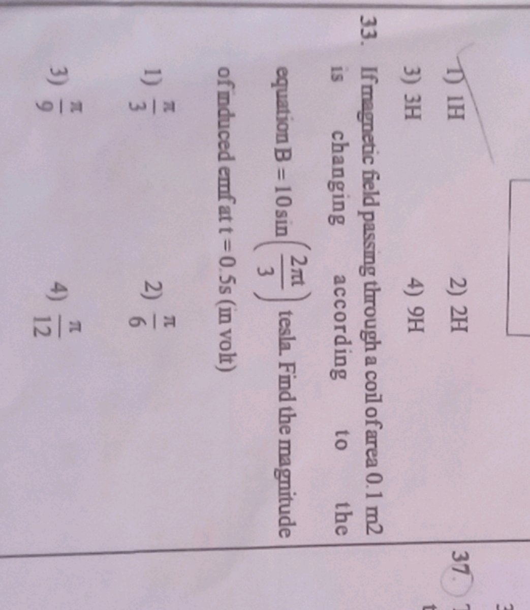 If magnetic field passing through a coil of area 0.1\ m^2 is changing acc..