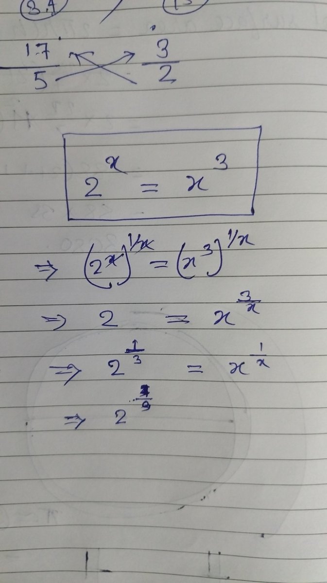 Solve for x: 2^x = x^3 | Filo