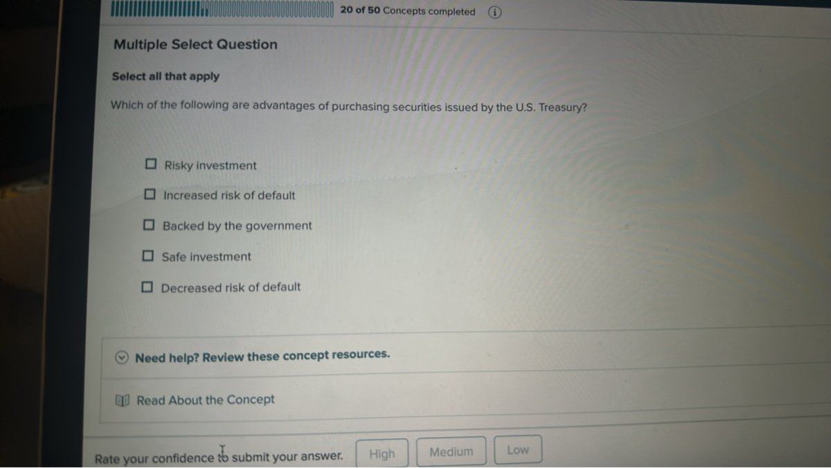 Which of the following are advantages of purchasing securities issued by