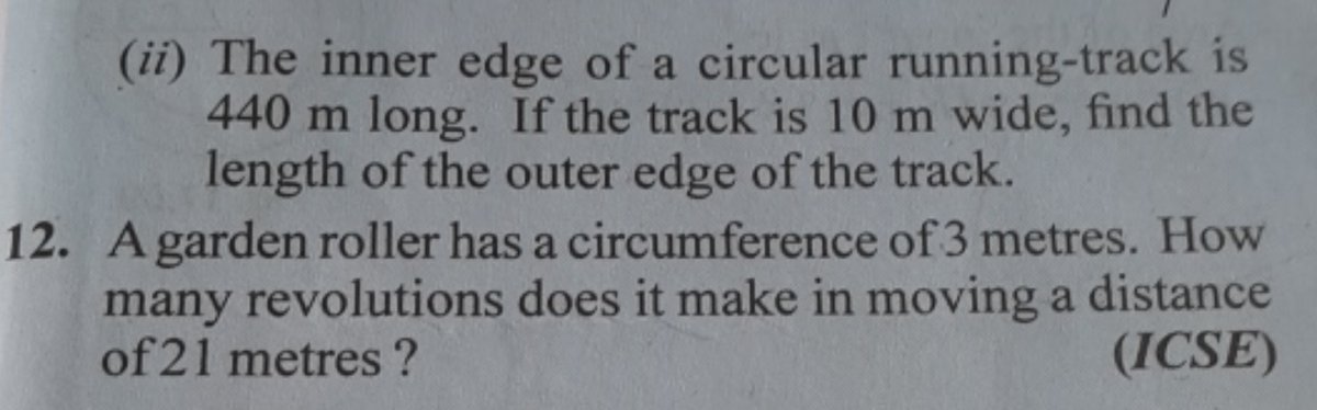 The inner edge of a circular running-track is 440 m long. If the track is..