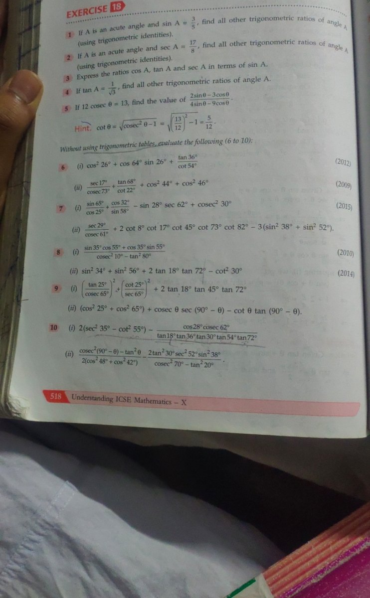 Here are a series of trigonometry problems. Evaluate the following withou..