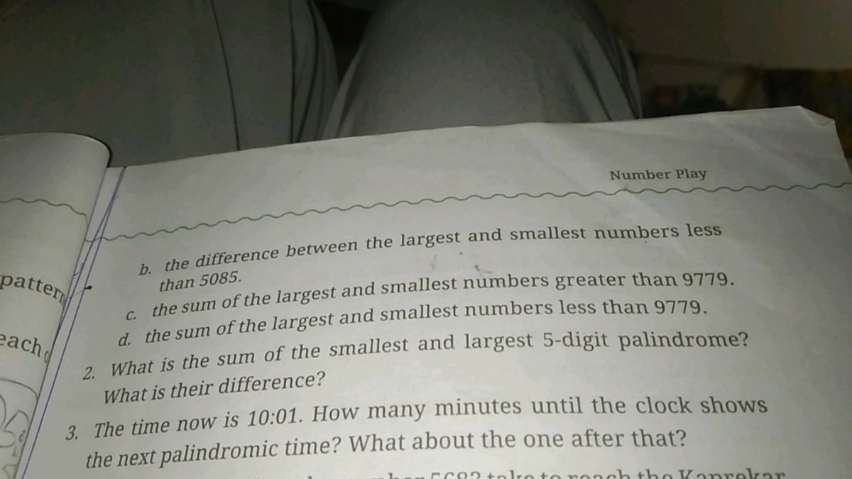 b. Find the difference between the largest and smallest numbers less than..