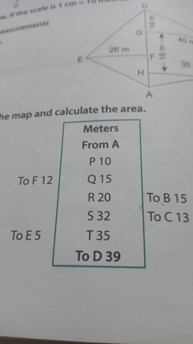 The question asks to use the map and calculate the area. The map shows a
