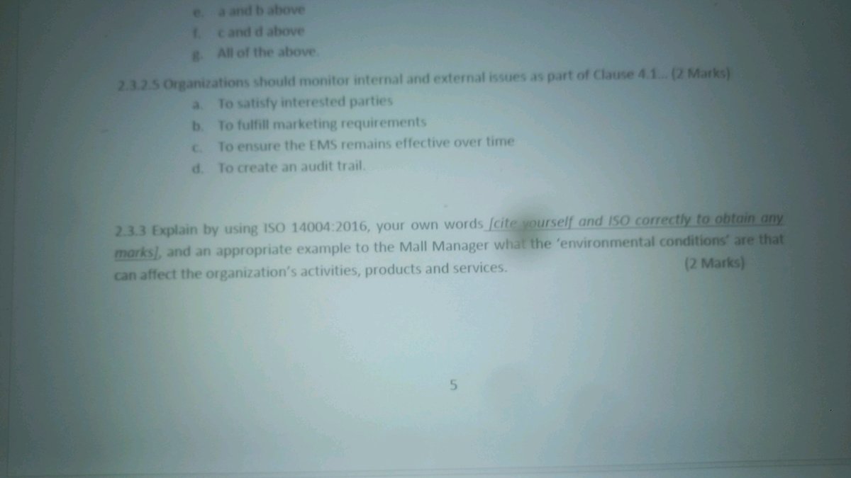 Question: Using ISO 14004:2016 as a reference, explain in your own words..