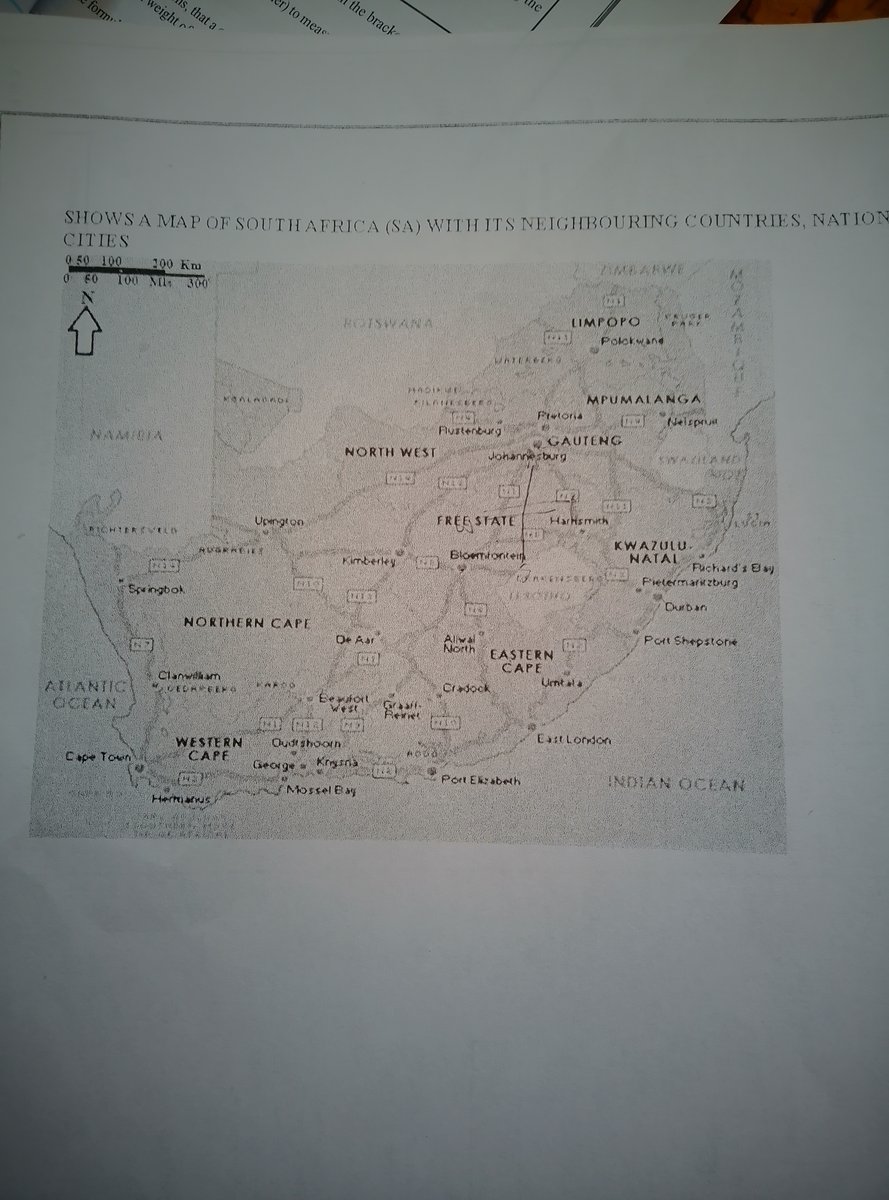 Map of South Africa (SA) with its Neighbouring Countries and Major Cities..
