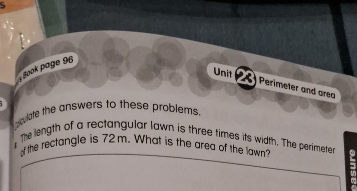 The length of a rectangular lawn is three times its width. The perimeter