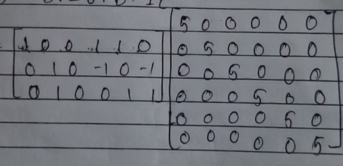 The image shows two matrices. The first matrix is: 1 0 0 1 1 0