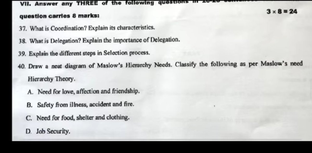 Answer any THREE of the following questions. Each question carries 8 mark..