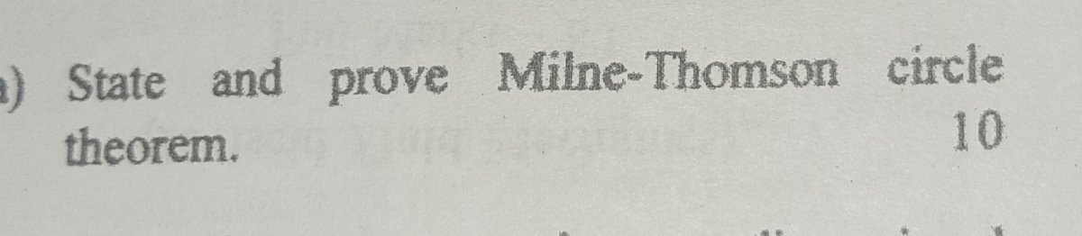 State and prove Milne-Thomson circle theorem. | Filo