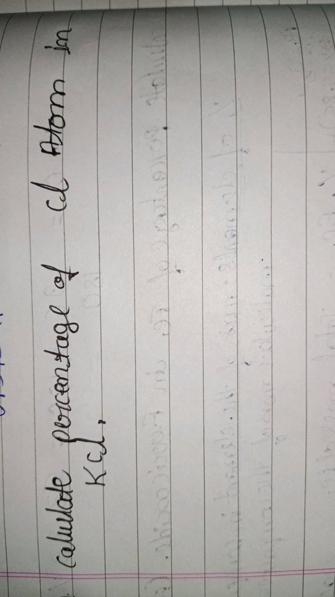 Calculate the percentage of chlorine (Cl) atom in potassium chloride (KCl..