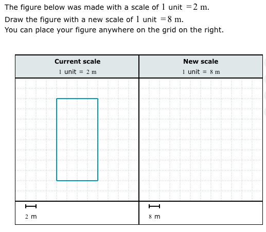 The figure below was made with a scale of 1 unit = 2 meters. Draw the sam..