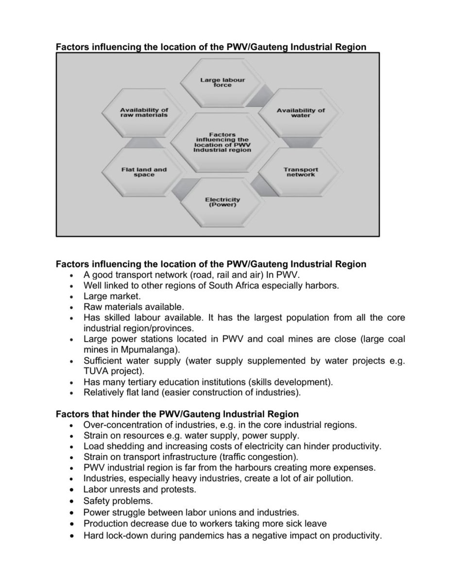 Factors influencing the location of the PWV/Gauteng Industrial Region: