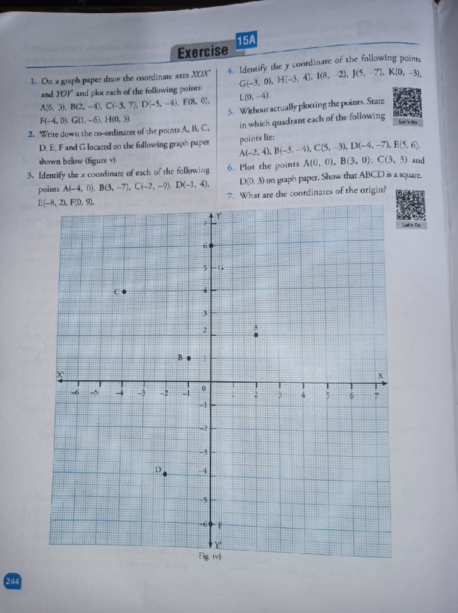Here are a series of questions related to coordinate geometry: Exercise