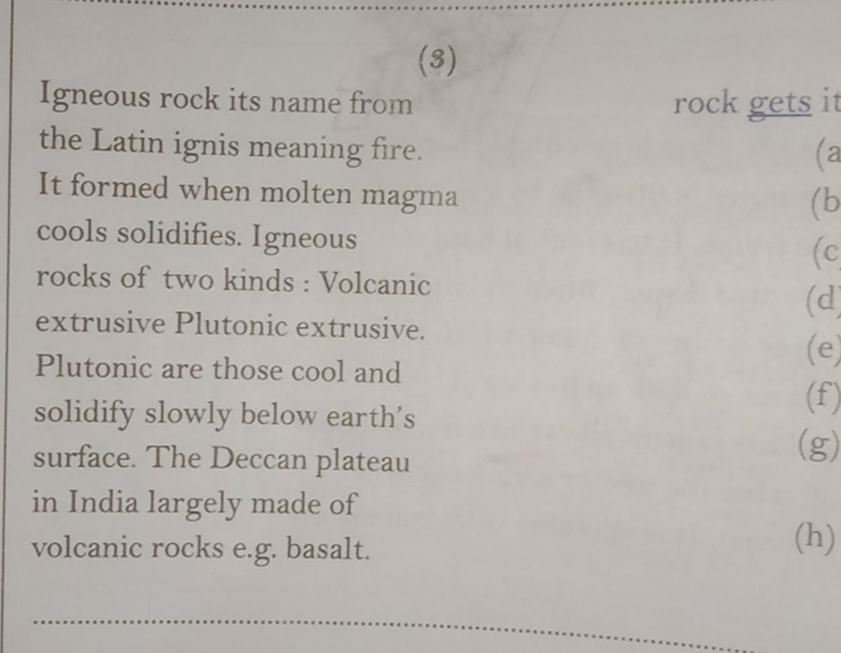 Igneous rock its name from the Latin ignis meaning fire. It formed when m..